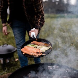 Barebones 12-Inch Flat Cast Iron Skillet - Enameled Cast Iron Fry Pan, outdoor cooking pan