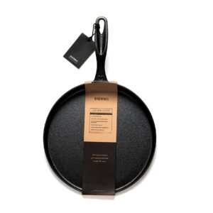 Barebones 12-Inch Flat Cast Iron Skillet - Enameled Cast Iron Fry Pan, outdoor cooking pan