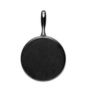 Barebones 12-Inch Flat Cast Iron Skillet - Enameled Cast Iron Fry Pan, outdoor cooking pan