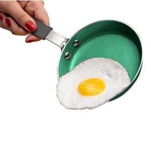 Granitestone Emerald Mini Nonstick Egg & Omelet Pan – 5.5” Single Serve Frying Pan/Skillet, Diamond Infused, Multipurpose Pan Designed for Eggs, Omelets, Pancakes, Rubber Handle, Dishwasher Safe