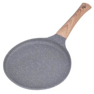 hapivida nonstick crepe pan, 9.1 inch pancake flat skillet nonstick flat griddle frying pan, grey flat bottomed pancake pan for omelette tortillas