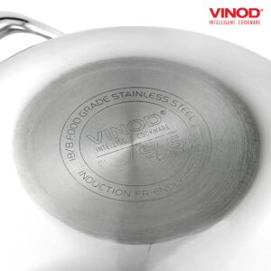 Vinod Platinum Kadai Triply Stainless Steel | Suitable For Indian Cooking, Sauces, Stews, Soups | Deep/Extra Deep Kadai With Lid | Induction, Electric Friendly (Extra Deep Kadai, 18cm)