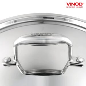 Vinod Platinum Kadai Triply Stainless Steel | Suitable For Indian Cooking, Sauces, Stews, Soups | Deep/Extra Deep Kadai With Lid | Induction, Electric Friendly (Extra Deep Kadai, 18cm)