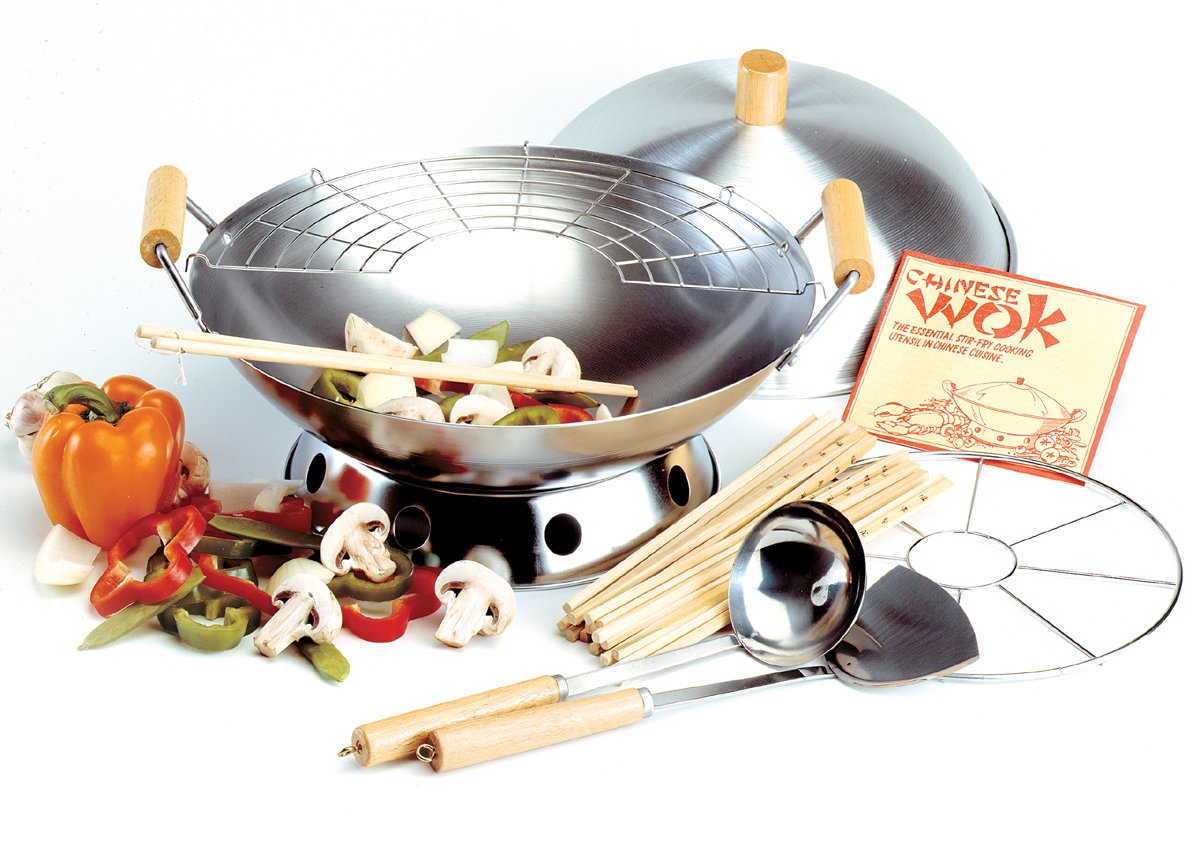 Norpro 10-Piece Wok Set, Silver, 14 inch