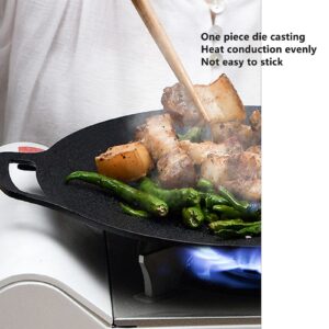 Korean Style Round Grill Pan, High Thermal Conductivity Non stick Barbecue Plate Aluminum Material Korean BBQ Grill Pan, Multifunctional Stove Plate for Meats, Pancakes, Ribs(30CM)