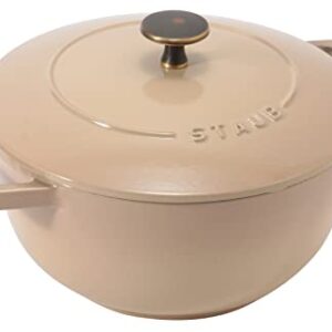 staub Wa-NABE 40501-001 Linen L Vintage Knob Specifications 7.9 inches (20 cm) Handed, Cast Iron Pot, Rice Cooking, 3 Pieces, Induction Compatible, Japanese Authentic Product with Serial Number