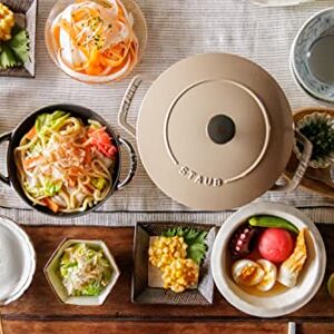 staub Wa-NABE 40501-001 Linen L Vintage Knob Specifications 7.9 inches (20 cm) Handed, Cast Iron Pot, Rice Cooking, 3 Pieces, Induction Compatible, Japanese Authentic Product with Serial Number