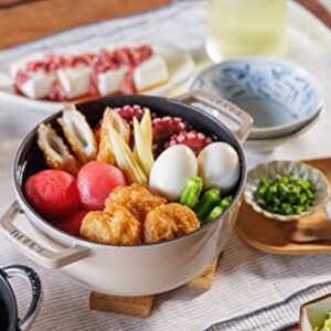 staub Wa-NABE 40501-001 Linen L Vintage Knob Specifications 7.9 inches (20 cm) Handed, Cast Iron Pot, Rice Cooking, 3 Pieces, Induction Compatible, Japanese Authentic Product with Serial Number