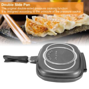 RBSD Double-sided Frying Pan, 32cm/12.6in BBQ Grill Pan, Double Side Pressure Cooking Grill Pan, Portable Grill Pot for Home Cooking, Anti‑Burn Handle, Grill Cookware Kitchen Supplies