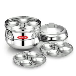 panca idli maker 3 plate premium idli cooker, 13 idli cavitiies, idli panai steamer premium