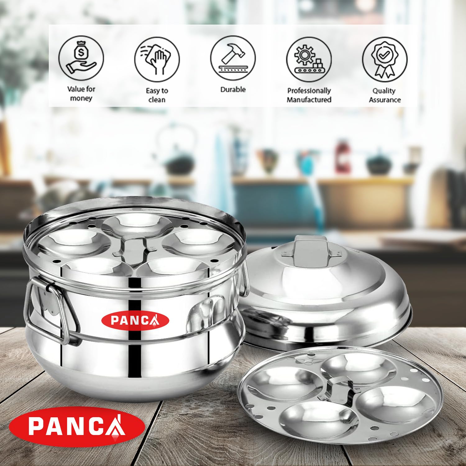 PANCA Idli Maker 3 Plate Premium Idli Cooker, 13 Idli Cavitiies, Idli Panai Steamer Premium