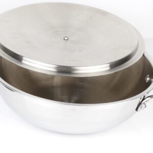 Triply Stainless Steel Kadai with Steel Lid | Everyday Pan, Stir Fry Pan with Triply Base, Saute Chef’s Pan with Glass Lid, Multipurpose Stewpot Skillet, Diameter: 24 cm, Capacity: 2.5 L (2.64 Quart)