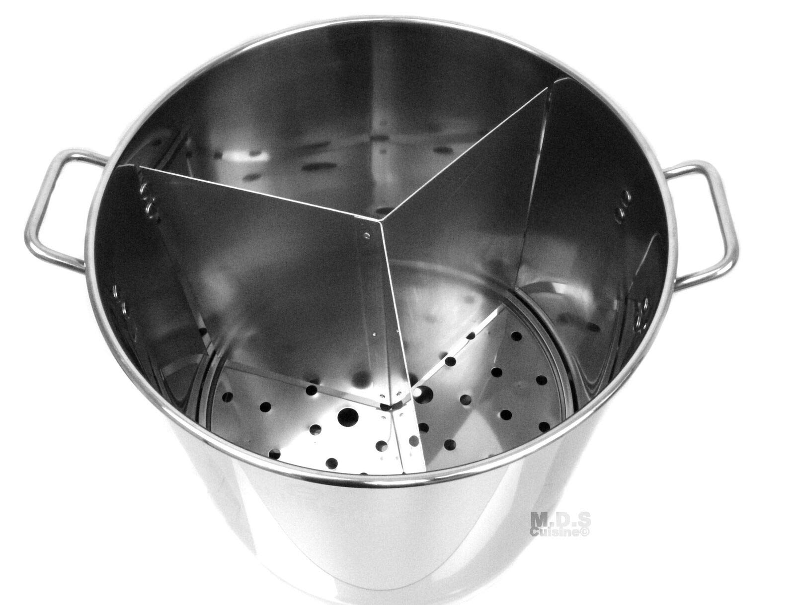 Stock Pot 52 QT Steamer with Divider Stainless Steel Brew Big Vaporera Tamalera Tamales 13Gal