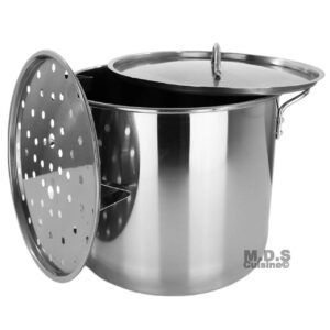 Stock Pot 52 QT Steamer with Divider Stainless Steel Brew Big Vaporera Tamalera Tamales 13Gal