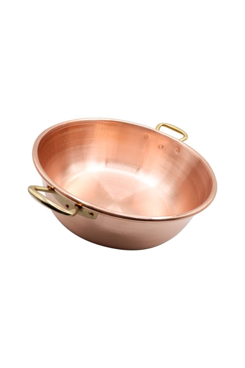 CREARTISTIC 100% Made in Italy - Copper Jam Pan – 10,2 x 3 inch – 2.6 Quart – Copper pan to make homemade jam – Pan with 2 handles – Handmade – Pure Copper – Hand hammered