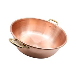 CREARTISTIC 100% Made in Italy - Copper Jam Pan – 10,2 x 3 inch – 2.6 Quart – Copper pan to make homemade jam – Pan with 2 handles – Handmade – Pure Copper – Hand hammered