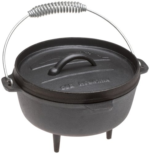 Old Mountain Pre Seasoned 2 Quart Camp Oven with Flanged Lid, Feet and Spiral Bail Handle