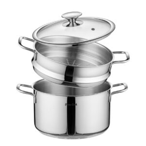 Prime Cook 6.4 QT Stainless Steel #304 Stock Pot with Steamer Insert