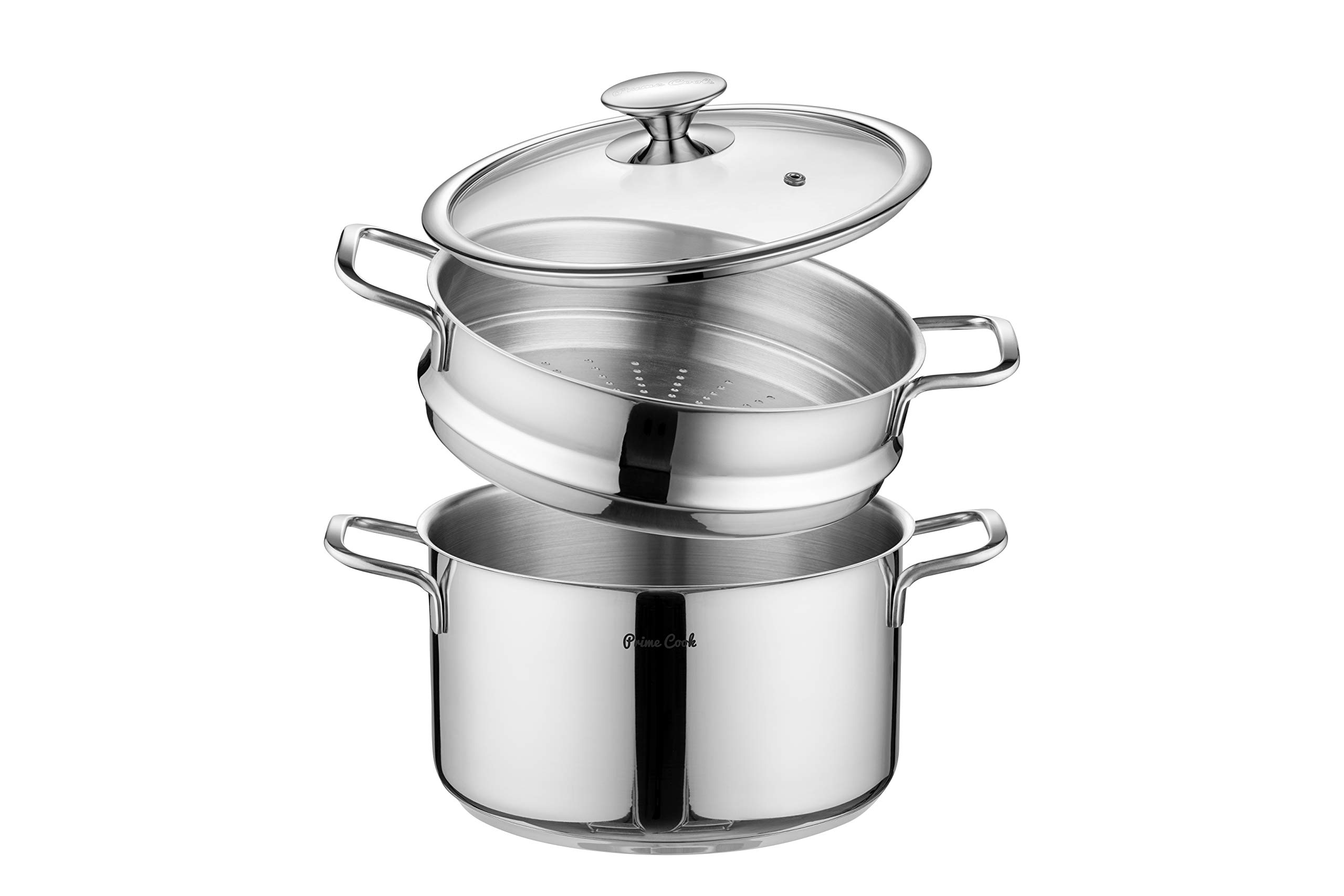 Prime Cook 6.4 QT Stainless Steel #304 Stock Pot with Steamer Insert