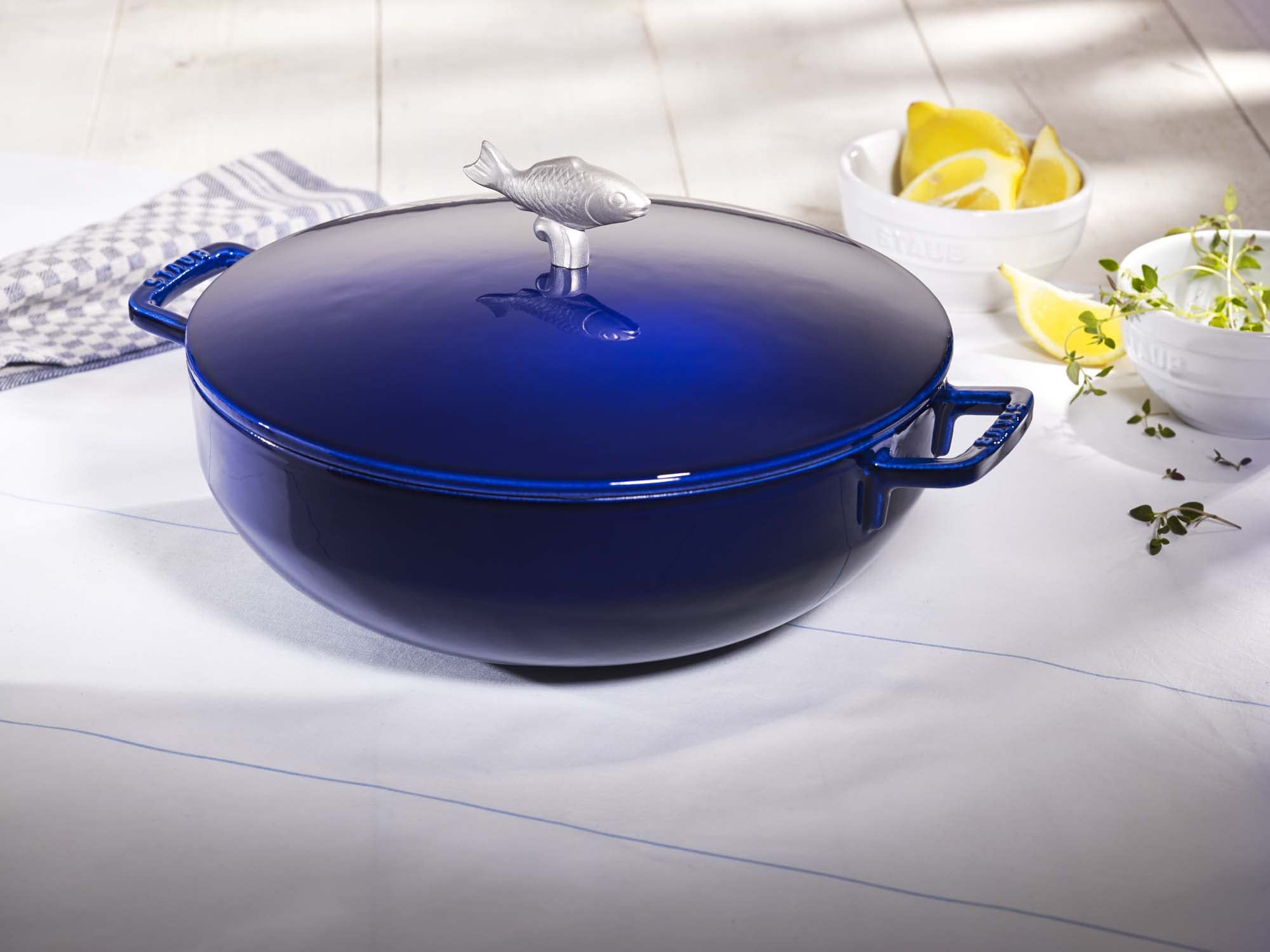 Staub Cast Iron 5-qt Bouillabaisse Pot - Dark Blue, Made in France