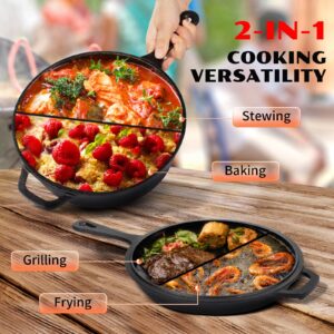 Overmont 3.2qt Cast Iron Skillets + 5qt Dutch Oven Bundle