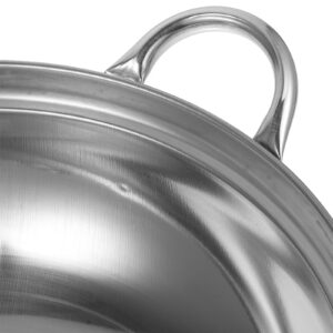 Stainless Steel Seafood Pot with Handle Cooking Pot Steel Frying Pan Flat Base Hot- pot for Noodle Ramen Dry Cooking Pan