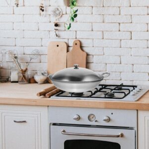 Stainless Steel Seafood Pot with Handle Cooking Pot Steel Frying Pan Flat Base Hot- pot for Noodle Ramen Dry Cooking Pan