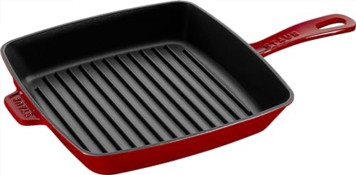 Staub American Grill Pan Cast Iron Suitable for Induction Cookers 26 cm Cherry Red