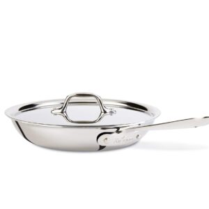 All-Clad D3 Fry Lid, 10 Inch Pan, Dishwasher Safe Stainless Steel Cookware, Silver, 10-Inch & Stainless Steel Tri-Ply Bonded Dishwasher Safe Sauce Pan with Lid, Cookware, 3-Quart, Silver