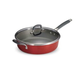 tramontina gourmet selection 5.5 qt. deep saute pan w/lid, red