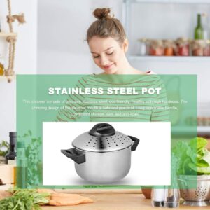 DOITOOL Stovetop Stainless Steel Pasta Pot with Strainer Lid, Nonstick Spaghetti Pot Noodles Cooking Pot for Cooking Pasta Noodle Veggie or Sauce, Sliver, 6.2X9.2