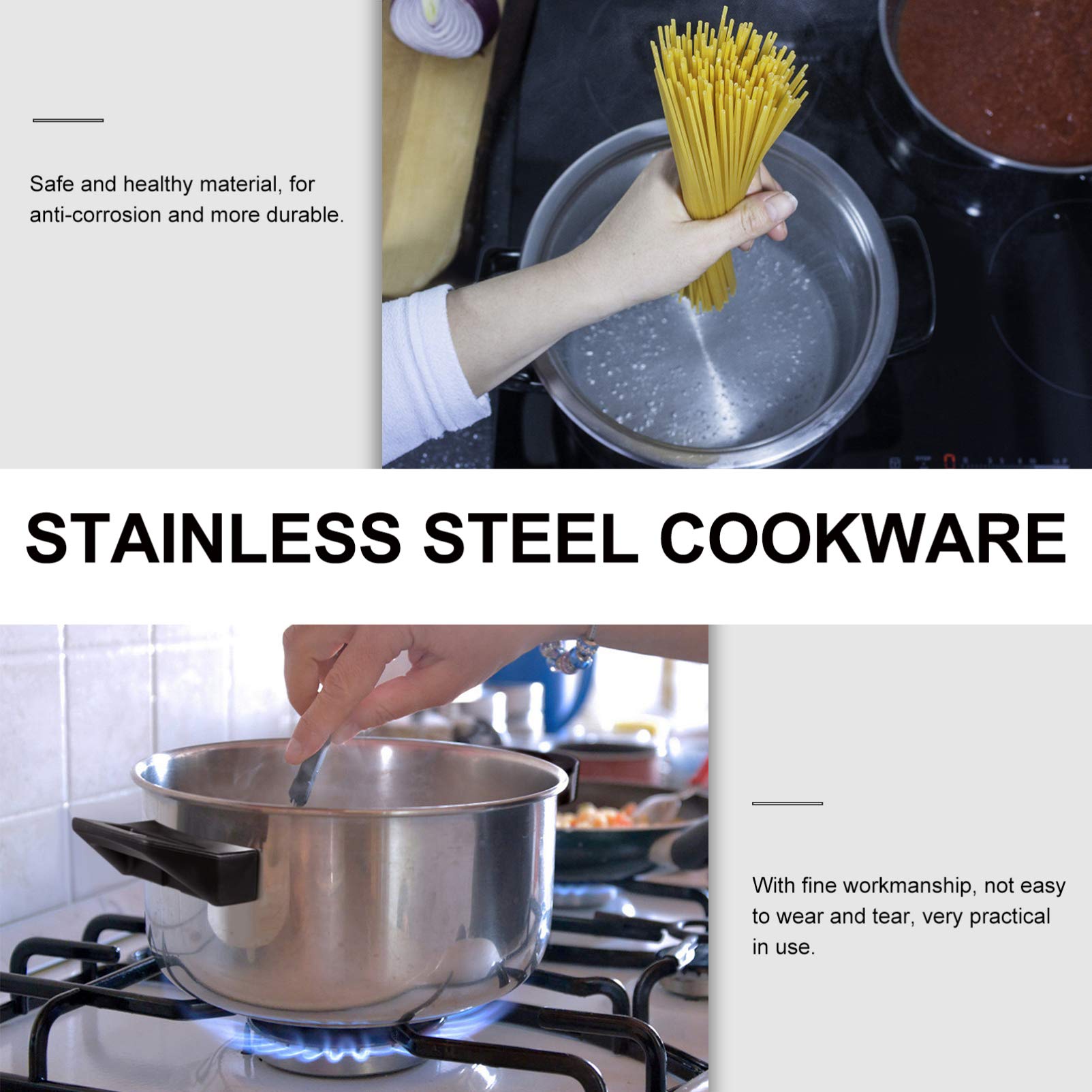 DOITOOL Stovetop Stainless Steel Pasta Pot with Strainer Lid, Nonstick Spaghetti Pot Noodles Cooking Pot for Cooking Pasta Noodle Veggie or Sauce, Sliver, 6.2X9.2