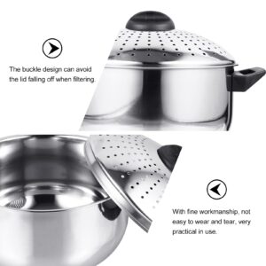 DOITOOL Stovetop Stainless Steel Pasta Pot with Strainer Lid, Nonstick Spaghetti Pot Noodles Cooking Pot for Cooking Pasta Noodle Veggie or Sauce, Sliver, 6.2X9.2