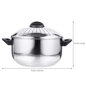 DOITOOL Stovetop Stainless Steel Pasta Pot with Strainer Lid, Nonstick Spaghetti Pot Noodles Cooking Pot for Cooking Pasta Noodle Veggie or Sauce, Sliver, 6.2X9.2