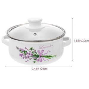 Hemoton Oven Pans 1 Set of Enamel Stew Pot Traditional Cooking Pot Double Handle Stew Pot Household Soup Pot with Lid Enamel Cookware