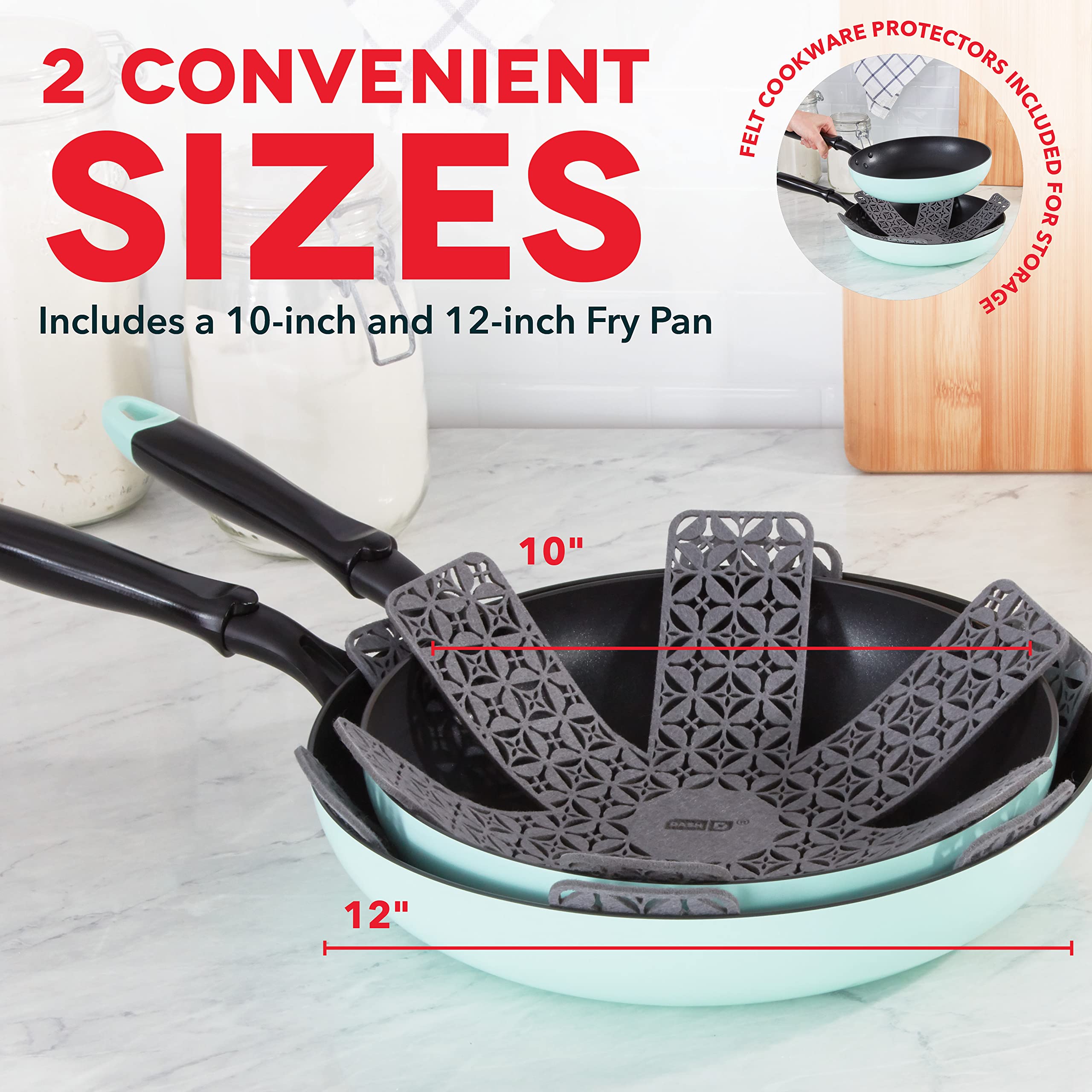 DASH Nonstick Hard Anodized 10 Inch and 12 Inch Fry Pan Cookware Set