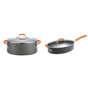 rachael ray brights hard anodized nonstick pasta pot/stockpot/stock pot - 8 quart, gray & brights hard anodized nonstick saute pan/frying pan/fry pan - 5 quart, gray