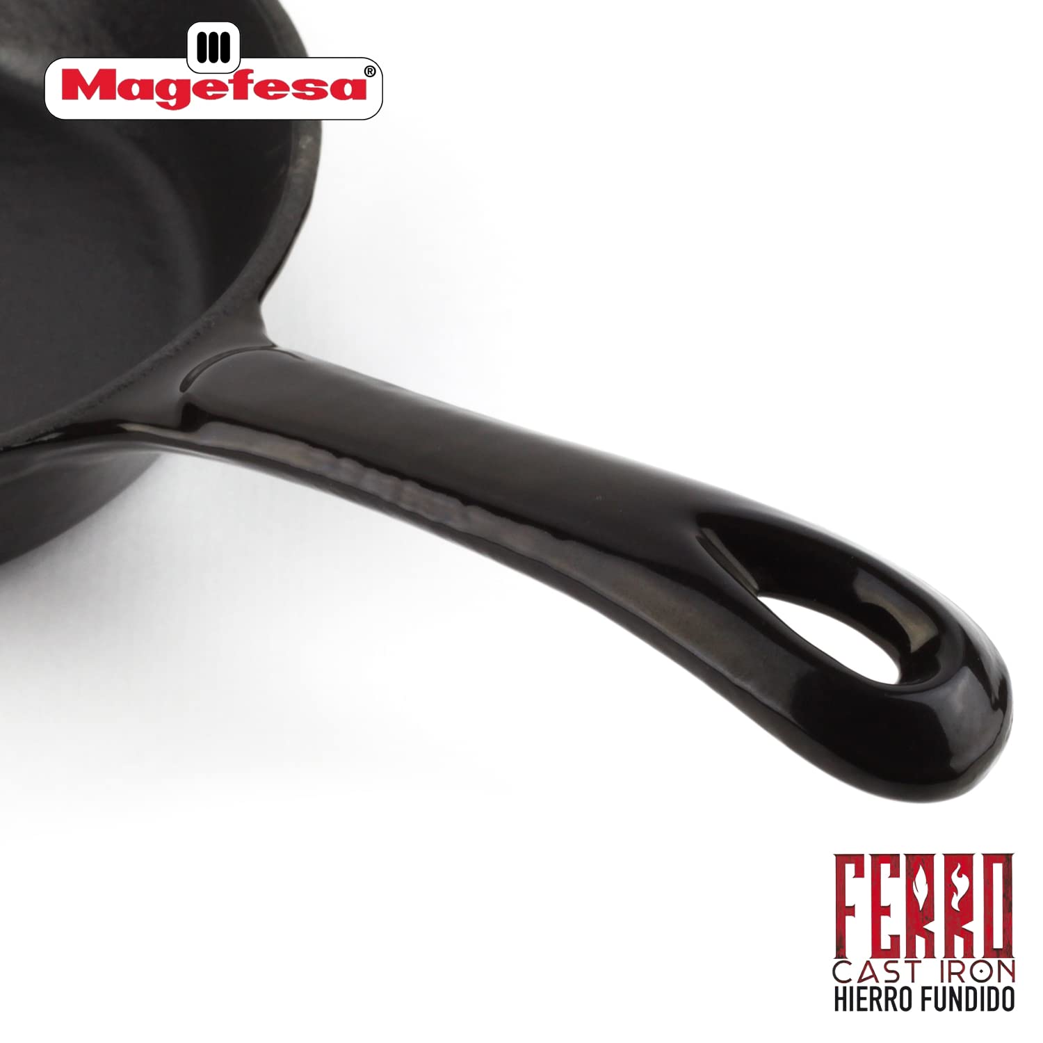 Cast Iron Skillet MAGEFESA FERRO, optimal retention and heat distribution, for all types of Cooktop, induction, oven safe, energy saving, easy cleaning, long durability (BLACK SKILLET, 10")