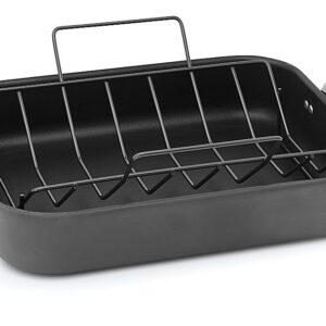 Calphalon 1948255 Signature Hard Anodized Nonstick Roaster Pan with Rack, 16", Black