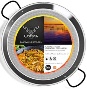 castevia 24-inch polished steel paella pan, 60cm / 20 servings