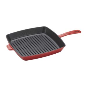 staub cast iron 12-inch square grill pan - cherry, made in france