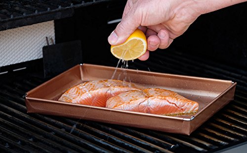 The Ove Glove BBQ & Oven Tray - Non-Stick, Reusable, and Easy to Clean Barbecue Grilling and Oven Accessory (Large, Copper)