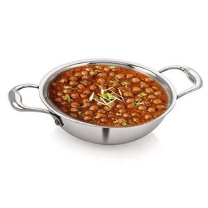 G and D Triply Stainless Steel Wok Pan With Glass Lid Tripple with Stainless Steel Deep Kadhai Cookware