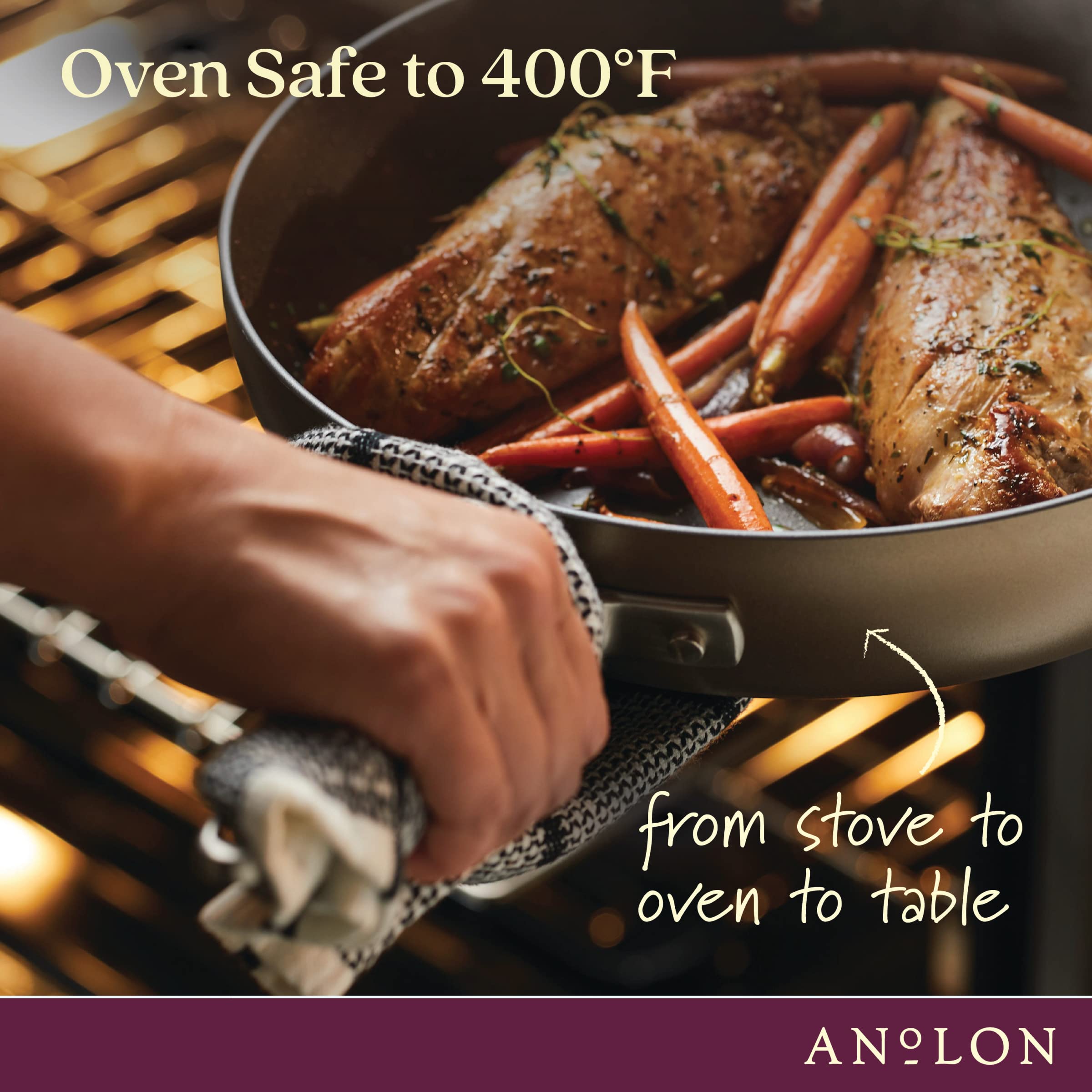 Anolon Advanced Home Hard-Anodized Nonstick Two Step Meal Set (5 Qt. Dutch Oven & 10" Everything Pan Lid, Bronze)