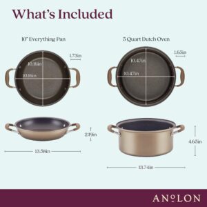 Anolon Advanced Home Hard-Anodized Nonstick Two Step Meal Set (5 Qt. Dutch Oven & 10" Everything Pan Lid, Bronze)