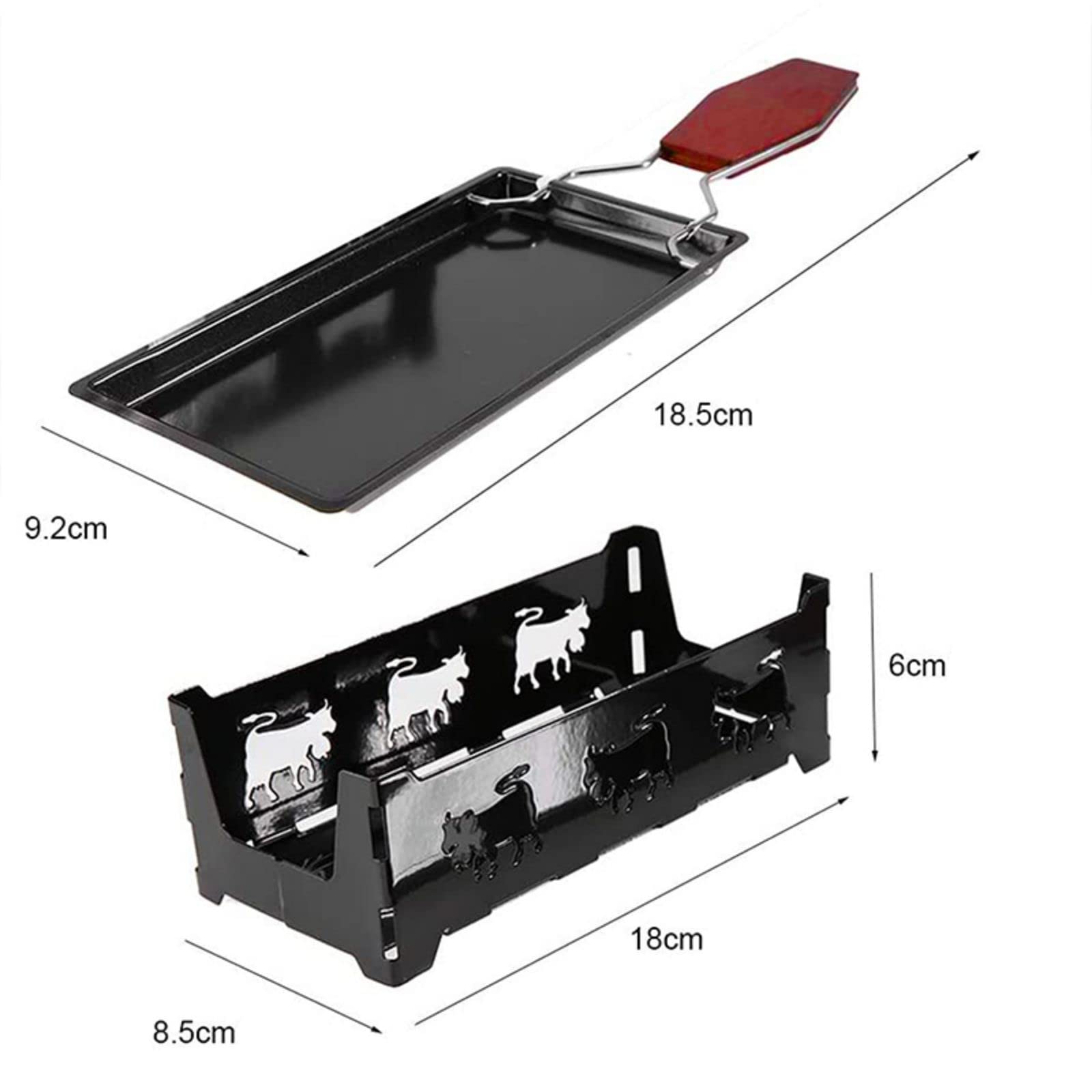 FantasyDay Mini Raclette Set,Portable Foldable Non Stick Rotaster Baking Tray Stove Set,Suitable for Cheese, Meat, Fish, and Vegetables(not included candles)