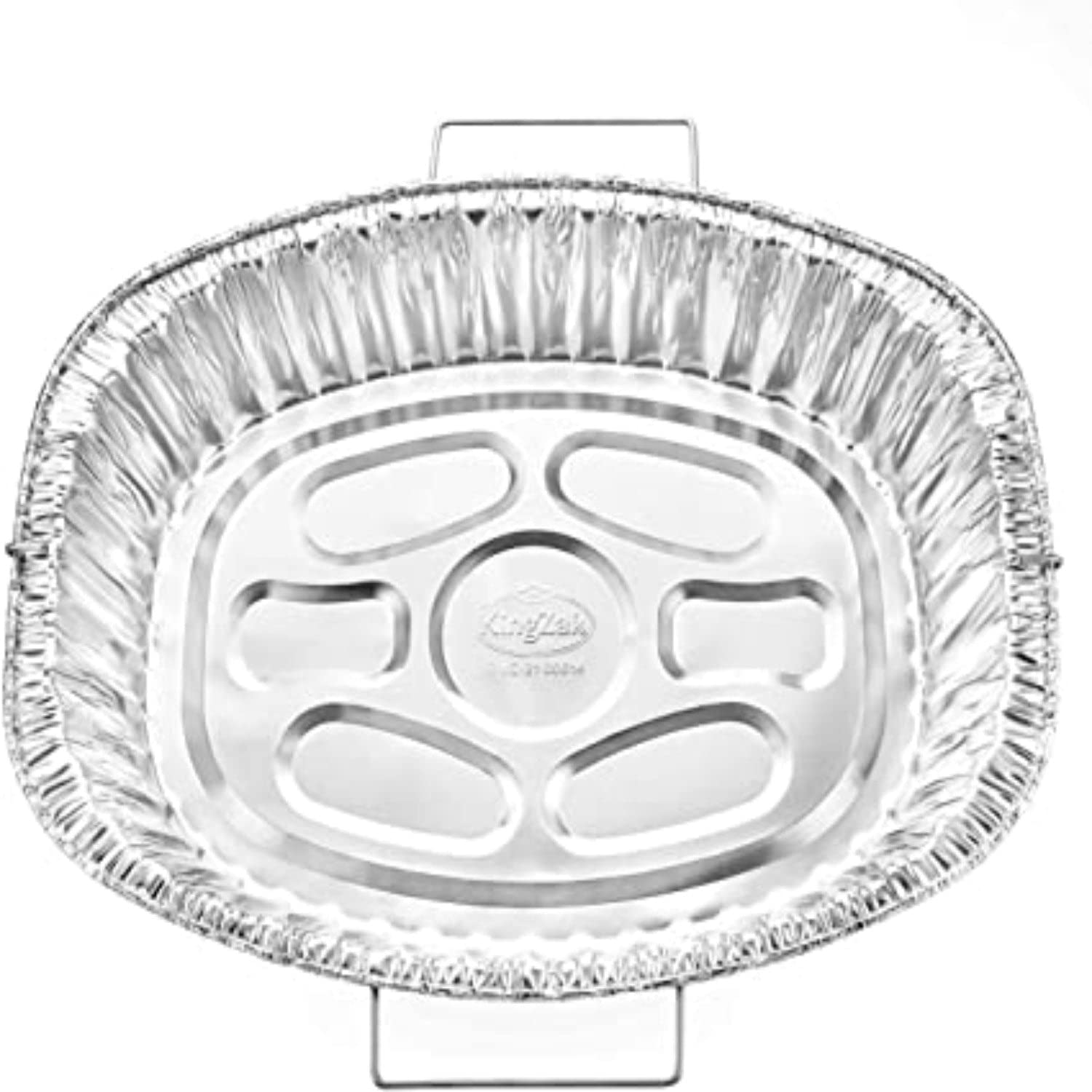 Nicole Fantini Disposable Aluminum Oval Roaster pan with Handle Rack 18.25 L X 13 W X 3.5'': Qty 10, Silver