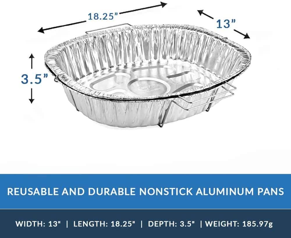 Nicole Fantini Disposable Aluminum Oval Roaster pan with Handle Rack 18.25 L X 13 W X 3.5'': Qty 10, Silver