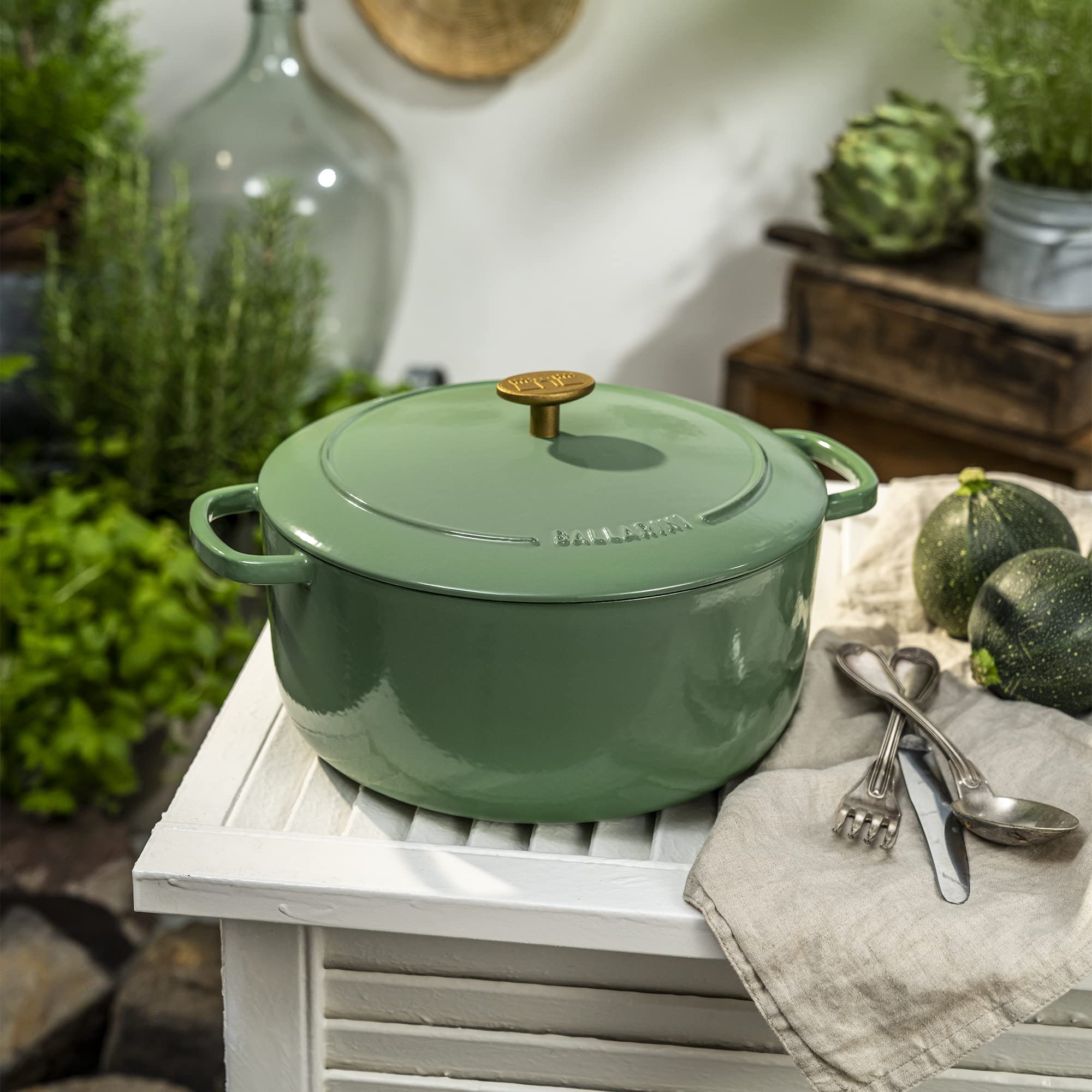 BALLARINI Bellamonte Cast Iron 7.6-qt Round Dutch Oven - Saggio Green