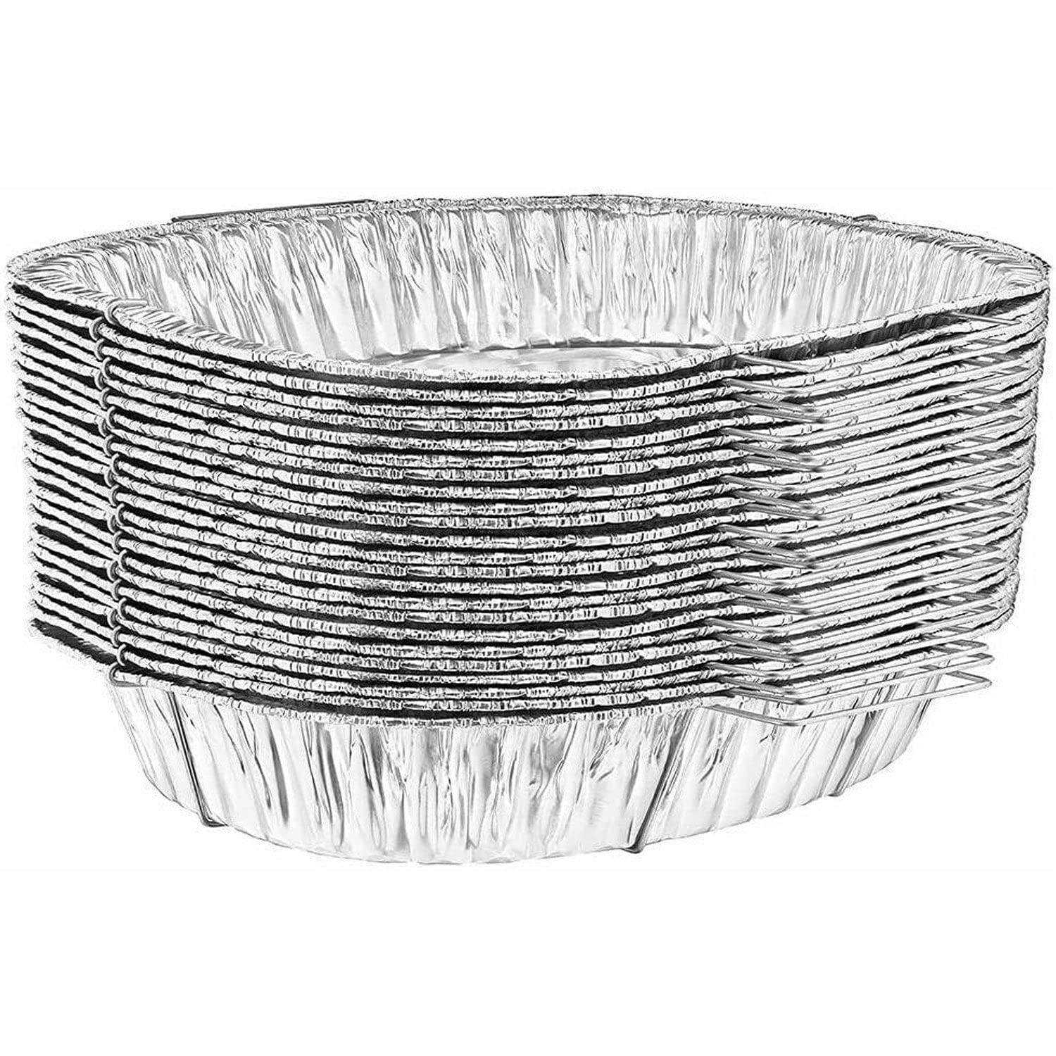 Nicole Fantini Disposable Aluminum Oval Roaster pan with Handle Rack 18.25 L X 13 W X 3.5'': Qty 10, Silver